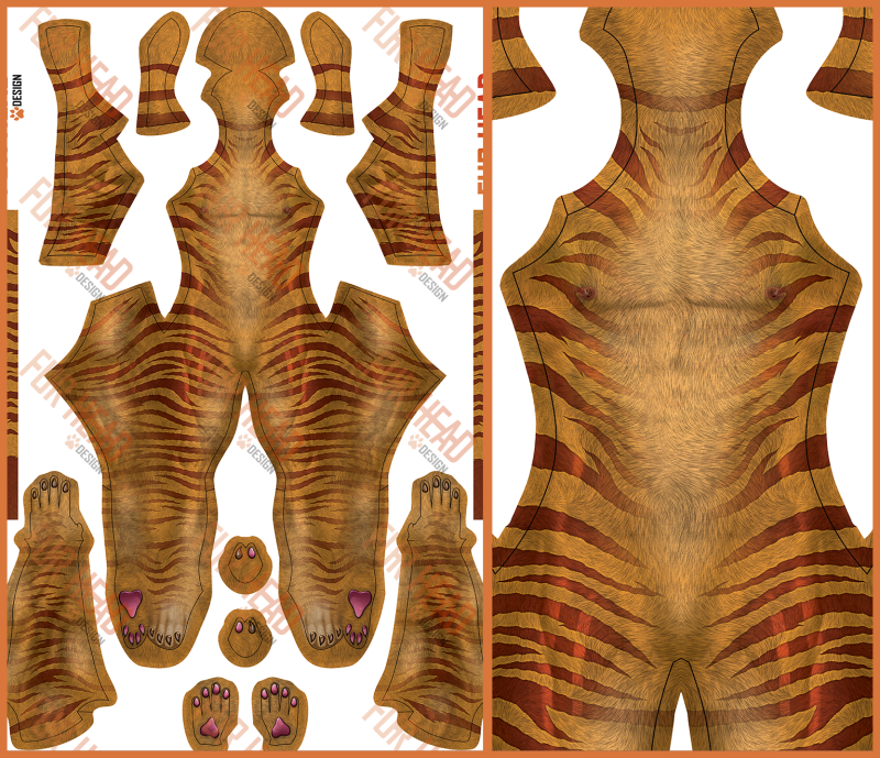 Tan Tiger Pattern - Fur Head Design